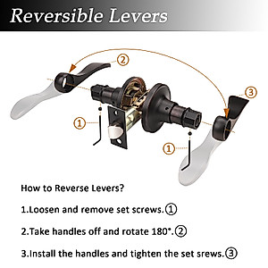 10 Pack Privacy Bathroom Door Lock Lever Keyless No Keys Door Lockset;Right/Left Handed Reversible;Oil Rubbed Bronze Door Levers Hardware