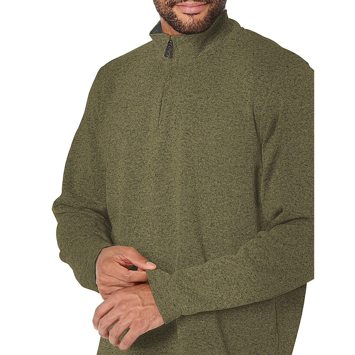 Wrangler Authentics Men's Long Sleeve Fleece Quarter-Zip, Olive Night, X-Large