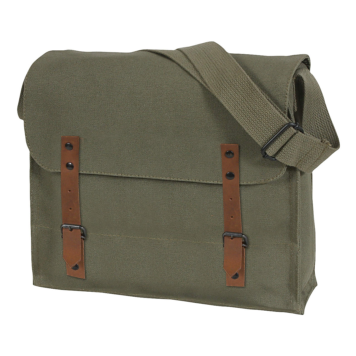 Rothco Canvas Medic Bag Crossbody Shoulder Bag with Leather Closing Straps, Olive Drab
