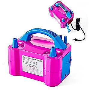 DEMELA Electric Air Balloon Pump Portable Air Blower Pump for Balloons 110V 600W Dual Nozzle Electric Inflator for Party Decoration Sports Rose Red