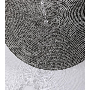 BAOFIN Round Braided Placemats Set of 6, Table Mats for Indoor and Outdoor Dining Table, Washable Woven Non-Slip Placemats, 15 inches (Gray)