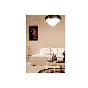 Luxury Modern Curve Sectional Sofa Lounge Chaise, Fully Assembled Medium Firm Boucle or Velvet Couches Black Ivory (Ivory Boucle 130'' Wide Sectional Chaise)