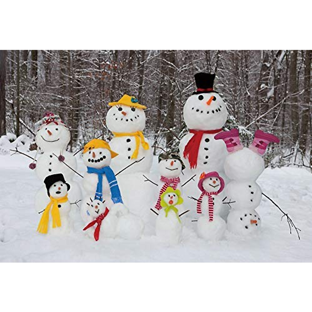 DORCEV 5x3ft Snowman Photography Backdrop for Christmas Party Background Winter Cold Snow Tree Forest Snowman Family Xmas Party Banner Wallpaper Kids Adult Christmas Photo Studio Props