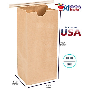 Resealable Kraft Tin Tie Poly-lined Bags Coffee Bags Reclosable Tin Tie Bags without window - 1Lb - 25 Pack