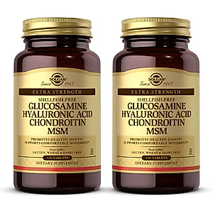 SOLGAR Glucosamine Hyaluronic Acid Chondroitin MSM - 120 Tablets, Pack of 2 - Promotes Healthy Joints, Supports Comfortable Movement - Non-GMO, Gluten Free - 80 Total Servings