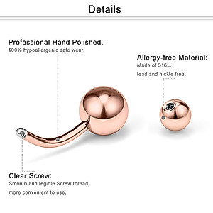 Dyknasz 14G 6MM (1/4") Short Length Surgical Steel Belly Button Rings Clear Diamond CZ Navel Ring Body Piercing Jewelry for Women Men 12 Pieces Silver-Tone Rose Gold Black