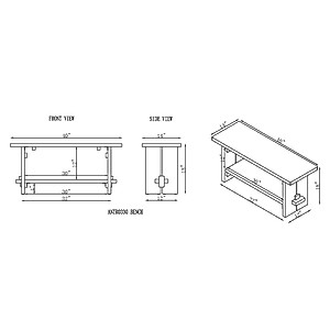 Alaterre Furniture Bethel Acacia Wood 40" W Bench, Natural Aged Brown