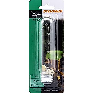 SYLVANIA T10 Incandescent 25-Watt Tubular Incandescent Bulb, Medium Base, 230 Lumens, 100 CRI, 2580K, Clear (18491)
