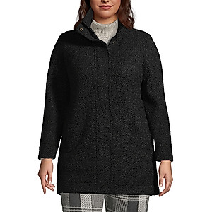 Lands' End Womens Boucle Coat Black Plus 2x