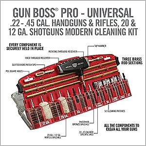 Real Avid Gun Boss Pro Universal - Cleaning Kit For All Guns 12 and 20 gauge shotguns, 45, 40, 357, 38, 380, 9MM, 30, 308, 7.62, 270, 7MM, 243, 260, 6.5MM, 223, 556 Model:AVGBPRO-U