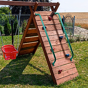 Lounsweer 2 Pieces Playground Accessories Metal Green Safety Handles Playhouse Ladder Handle Long Green Grab Handle Bars for Treehouse, Jungle Gym, Rock Climbing Wall, Playground (37 Inch)