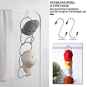 Hat Rack Caps Rack Holder,10 Rings Hat Organizer Cap Holder Organizer (Door Hooks and Sticky Hooks Include),Door/Wall/Clothes Rod Hanger Storage Hat Organizer for Baseball, Caps, Towel (round, black)