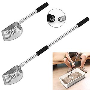 Abealv Cat Litter Scoop Metal Cat Litter Scooper Long Handle Cat Scoop Detachable Stainless Steel Non-Stick Cat Litter Sifter Pet Scoop with Deep Shovel Kitty Cat Scooper for Sifting Cats Litter