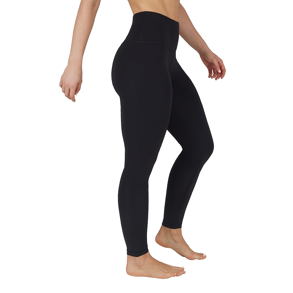 Yogalicious High Waist Ultra Soft Lightweight Leggings - High Rise Yoga Pants - Black Nude Tech 28" - Large
