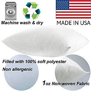 MSD 2 Pack Pillow Insert 34X34 Hypoallergenic Square Form Sham Stuffer Standard White Polyester Decorative Euro Throw Pillow Inserts for Sofa Bed - Made in USA (Set of 2) - Machine Washable and Dry