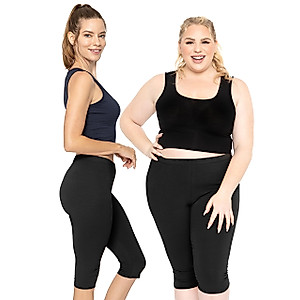 STRETCH IS COMFORT Women's Knee Length Leggings Black X-Large