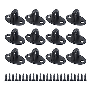 Joyangy 12 Pack Stainless Steel Ceiling Hooks, Heavy Duty Pad Eye Plate Wall Mount Ring Hooks for Indoor & Outdoor Use, Ideal for Lamps, Plants, Lanterns, Wind Chimes