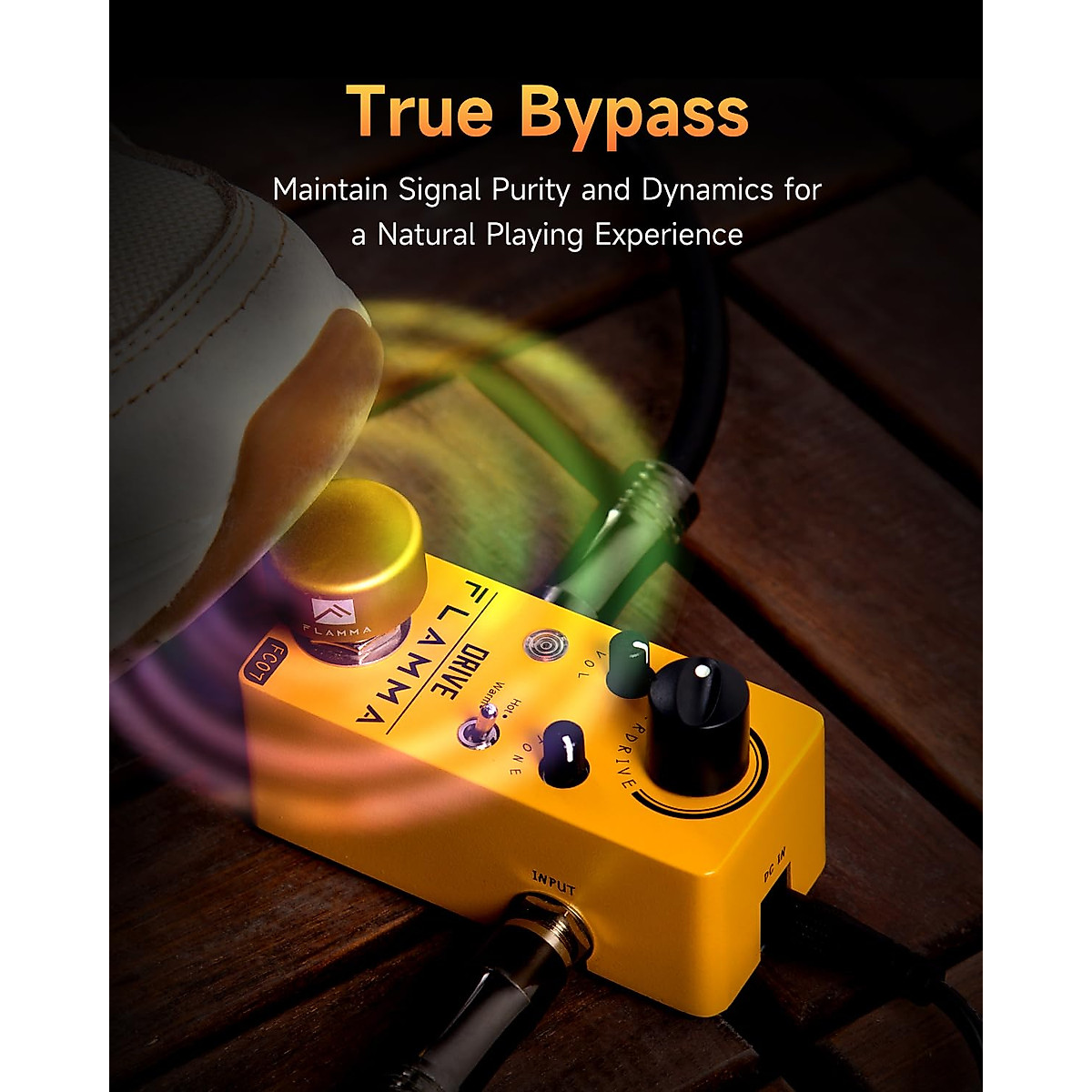 FLAMMA FC07 Overdrive Pedal Vintage Overdrive Effect Warm/Hot Modes, Mini Analog Overdrive Guitar Pedal Electric Guitar Effects Pedal, True Bypass