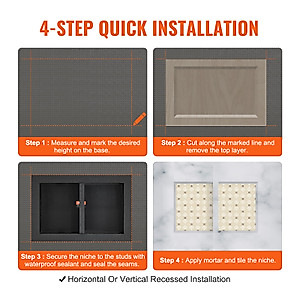 VEVOR Shower Niche Ready for Tile 16" x 24", Double Shelf Organizer, Square Corners Wall-inserted Niche Recessed, Sealed Protection Modern Soap Storage Niche for Shower Bathroom, Black