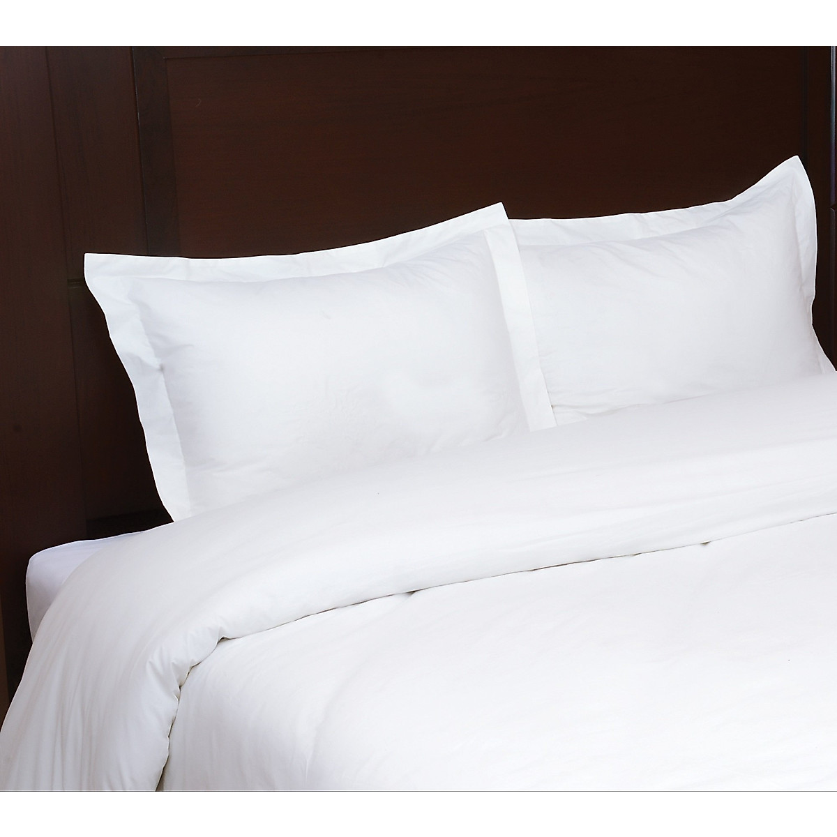 Tribeca Living Cotton King Duvet Cover Set, Oversized, Includes One Plain Duvet Cover and Two Sham Pillowcases, 350 Thread Count 100% Cotton, Percale/White