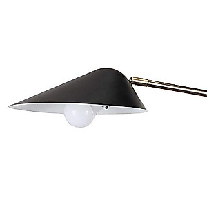 Globe Electric 51457 Finnick 1-Light Plug-in or Hardwire Wall Sconce, Matte Black, Antique Brass Accent, LED Bulb Included