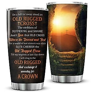 ZOXIX Christian Tumbler With Lid Stainless Steel Coffee Mug I Will Cherish The Old Rugged Cross Resurrection Of Jesus Inspirational Travel Cup Spiritual Gifts For Women Birthday
