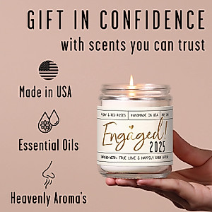 Engagement Gift, Engagement Gifts for Couples -'Engaged 2025' Candle, w/Peony & Rose Wedding Bouquet I Engagement Gifts for Her I Fiance Gifts for Women I Engaged Gifts I 50Hr Burn, USA Made
