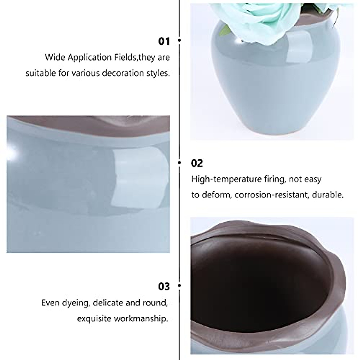 Happyyami 1Pc Succulent Flower Pot Home Decoration Ceramic Flowerpot Plant pots Indoor Mini Plant pots Garden planters Pot Bonsai Planters Home Plants Pot Ceramic Plants Pot Small Cactus