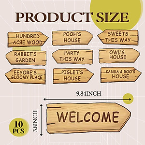 10PCS Winnie Arrow Signs for Baby Shower Decorations Double-Sided Signs for Birthday Supply