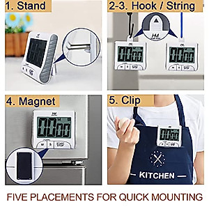 HOME MOST 3" Large Display Kitchen Timer - Digital Timer Magnetic Back Loud Alarm On A Rope- White Cooking Timers For Kitchen Teachers Students Games Kids Meetings - Sports Timer For Workouts Exercise
