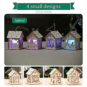 Wood Craft Kits Unfinished Small Houses 3D Cutting Wooden Puzzle Toy for Kids and Adults Build Your Own Perfect Decoration-Including 7 pcs