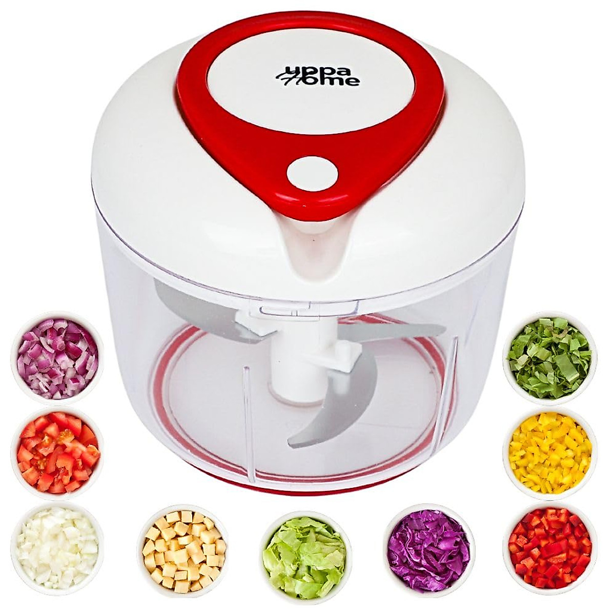 Easy String Pull Food Chopper | Manual Food Processor for Chopping, Dicing, and Mixing | Compact, Portable, and BPA-Free | Ideal for Vegetables, Nuts, Salsa, and Salad