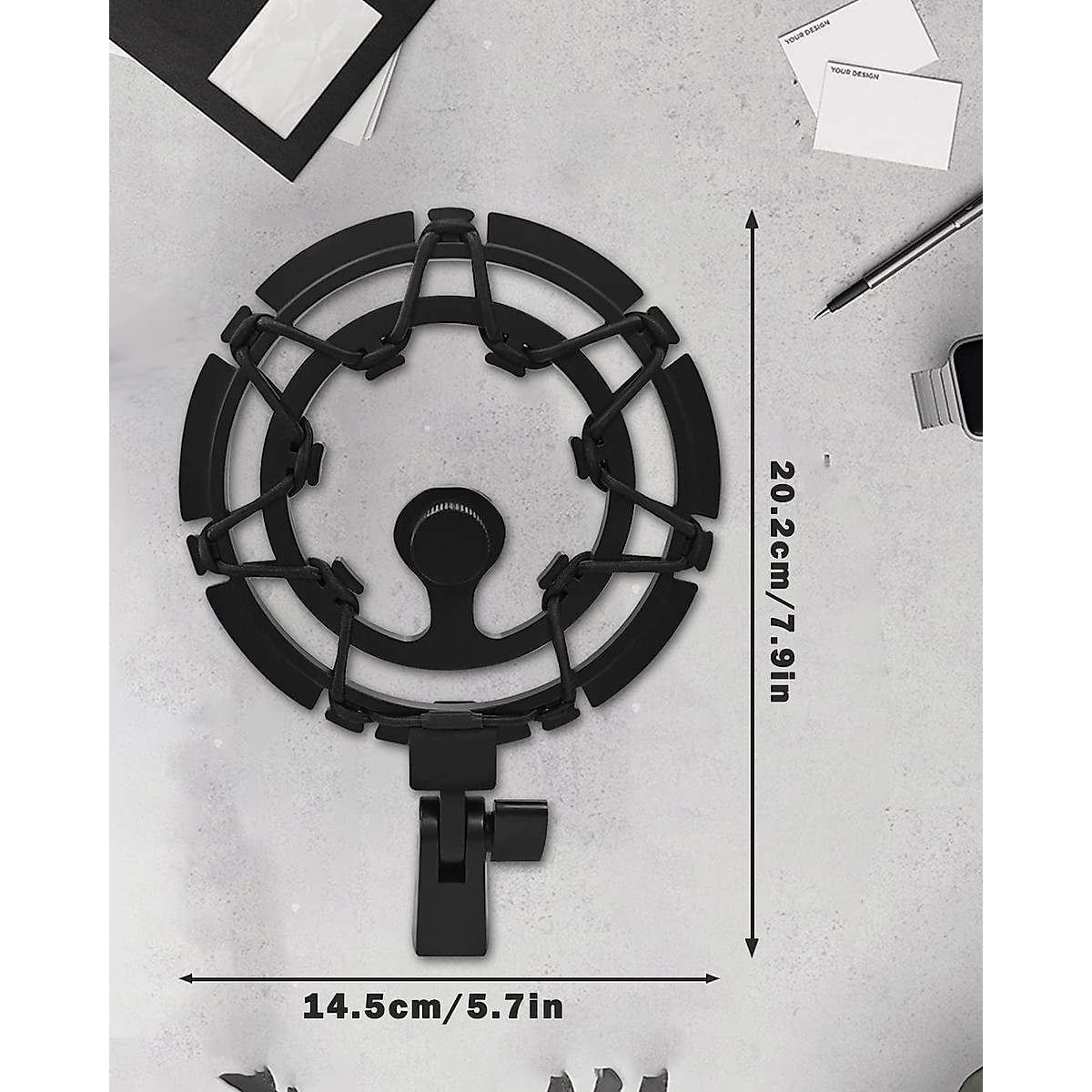 Boseen Shock Mount Compatible With Blue Yeti, Blue Yeti Pro and Blue Snowball Microphones, Eliminates Noises and Vibration Black/Champagne