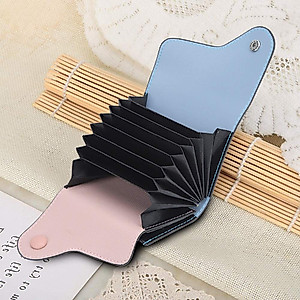 Ymiko Anti-Theft Card Bag Mini Credit Card Holder Portable Wallet Cartoon Cute Pattern PU Leather Change Pocket Purse for Women Men (Light Blue)