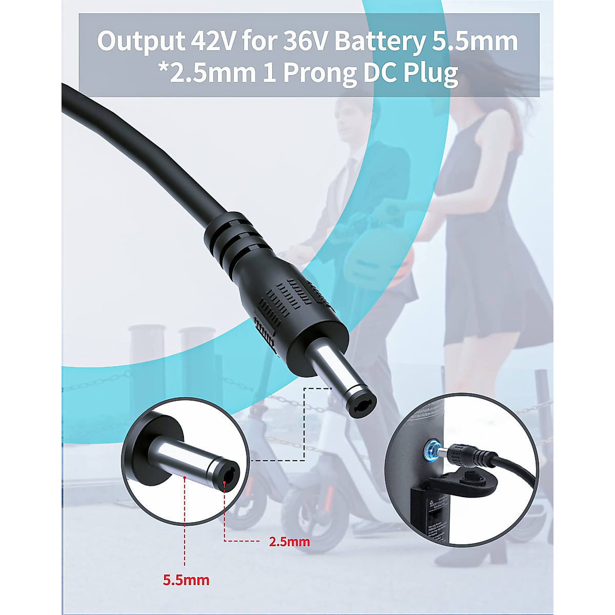 VHBW 42V for Jetson Electric Bike Charger for Jetson Bolt/Bolt Pro/Adventure/Metro/Journey/LX10/J5/J8 Bikes,42V 2A for Jetson Electric Scooter Charger for Jetson Eris Pro/Ora Pro/Racer/Rhythm Scooters