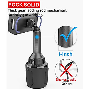 APPS2Car Solid Cup Holder Tablet Mount for Car, Adjustable Height iPad Car Mount for Truck Low Profile Road Trip Essentials Compatible with 4.7-13" iPad Pro Air Mini, Fire, iPhone, Cell Phone - Black