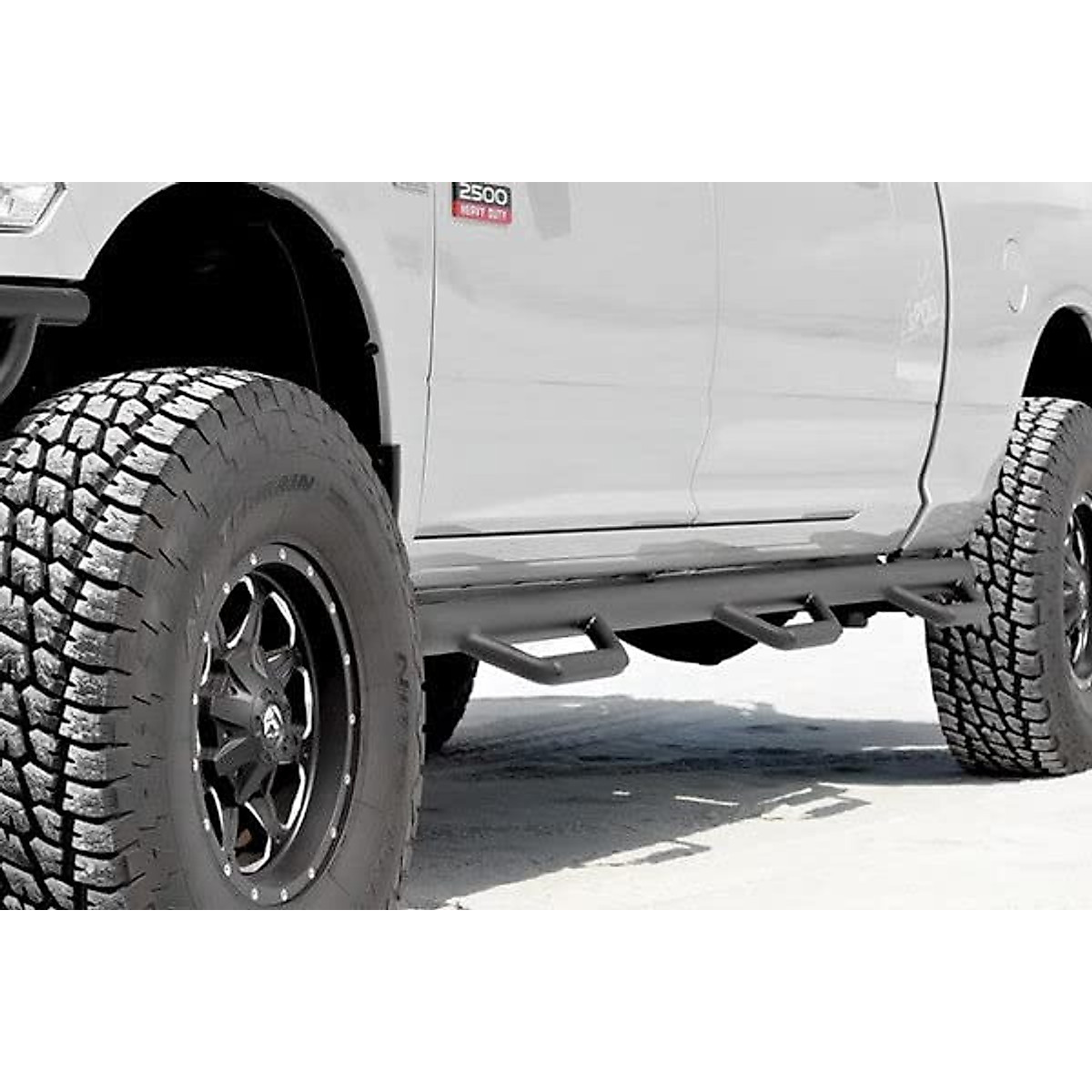 N-Fab Nerf Steps | Textured Black, Wheel-to-Wheel w/ Bed Access | D06110CC-6-TX | Fits 2006-2009 Dodge RAM 1500 / 2500 / 3500 Mega Cab 6.4' Standard Bed, SRW / DRW Gas / Diesel