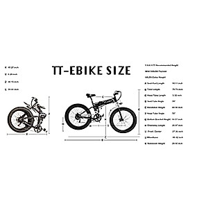 TT-EBIKE Folding Electric Bike Adults 750W Motor with 48V/15AH Removable Battery 26 inch 4.0 Fat Tire 31MPH Full Suspension System Snow Mountain Beach Ebike with Shimano 7-Speed Gear