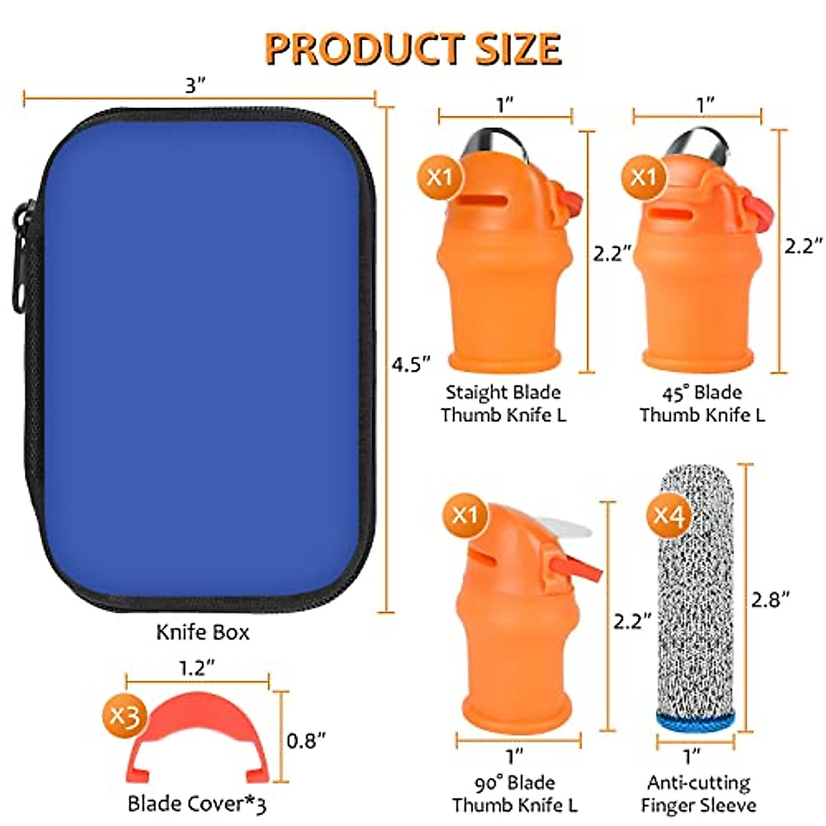 Gardening Thumb Knife with Case, Finger Pruner for Gardeners, Silicone Finger Knife, Plants Picking Trim Tools, Orange Thumb Cutter Gardening Tools Kit for Picking Plant Fruit Vegetable(Blue)