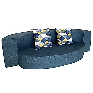 ANONER Stylish Sofa Bed Memory Foam with 2 Pillows Fold Out Futon Sleeper Chair Couch for Livingroom Guest Bed, Washable Cover, Dark Blue