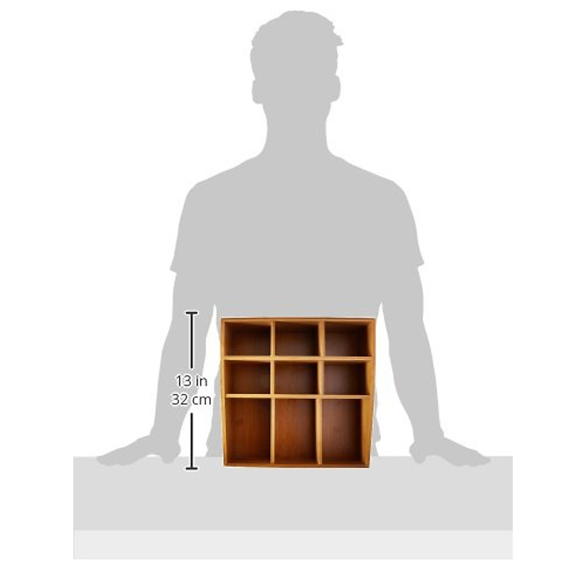 Mind Reader Coffee Condiment and Accessories Caddy Organizer with 9 Organizing Compartments, Bamboo Brown