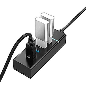 USB Hub, Portable 4 Port USB 3.0 Hub, Super Speed Data Sync Adapter Universal for Computer, Laptop, USB Flash Drives and Mobile HDD