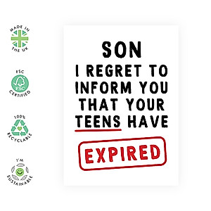 CENTRAL 23 Son Birthday Cards From Mom Dad Parents - Your Teens Have Expired - 20th Birthday Card For Him - Age Twenty - Funny Birthday Card For Him - Comes With Stickers