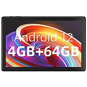 SGIN Tablet Android 12 Tablets 10.1 Inch Tablet with 4GB RAM 64GB ROM, 1.6 GHz Octa-core Processor, FHD 1280x800, 2MP + 5MP Dual Camera, Bluetooth 5.0, GPS, 6000mAh, 256GB Expansion, Black