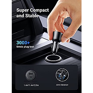 63W USB C Car Charger Adapter, UGREEN PSS 45W Super Fast Charging Type C Car Charger with 3.3FT 5A Cable, Dual USB Car Charger Compatible with Samsung Galaxy S23/S22/S21 Series, iPhone/iPad/MacBook