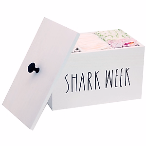 Bath Products Containers & Storage,Tampon Holder for Bathroom, Farmhouse Accessories Decor Feminine Product Storage Containers Vanity Lid Organizer Countertop Pad Dispenser Shark Week Period