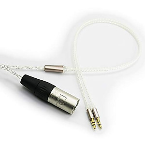 NewFantasia 4-pin XLR Balanced Cable 6N OCC Copper Single Crystal Silver Plated Cord Compatible with Hifiman Arya, Sundara, Ananda, HE400SE Headphones 2.1m/6.8ft (4-pin XLR to Dual 3.5mm Version)