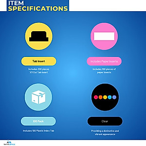 1InTheOffice Clear Hanging Folder Tabs, and Inserts 3-1/2" x 5/8", 100/Pack (3 1/2")