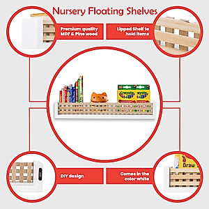 ROKABYE Kids Bookshelf for Wall - 22 Inches Nursery Bookshelf for Kids Books and Toys - Nursery Shelves for Wall - Kids Wall Bookshelf