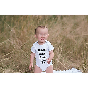 7 ate 9 Apparel Baby Boy's Crawl. Walk. Kick. Onepiece 12-18 Months Black and White